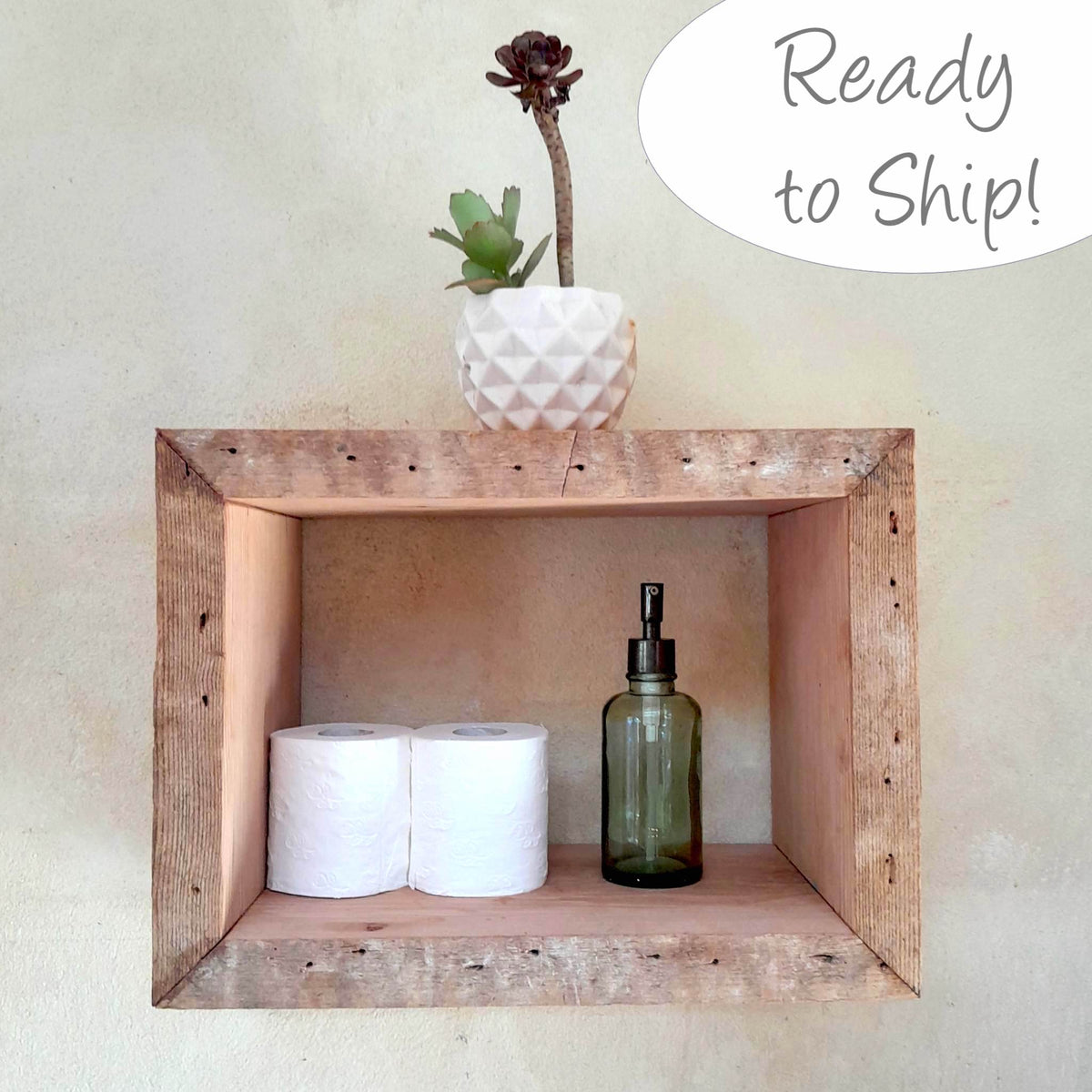 Rustic Bathroom Shelf Floating Box Shelf Oregon Pine ...